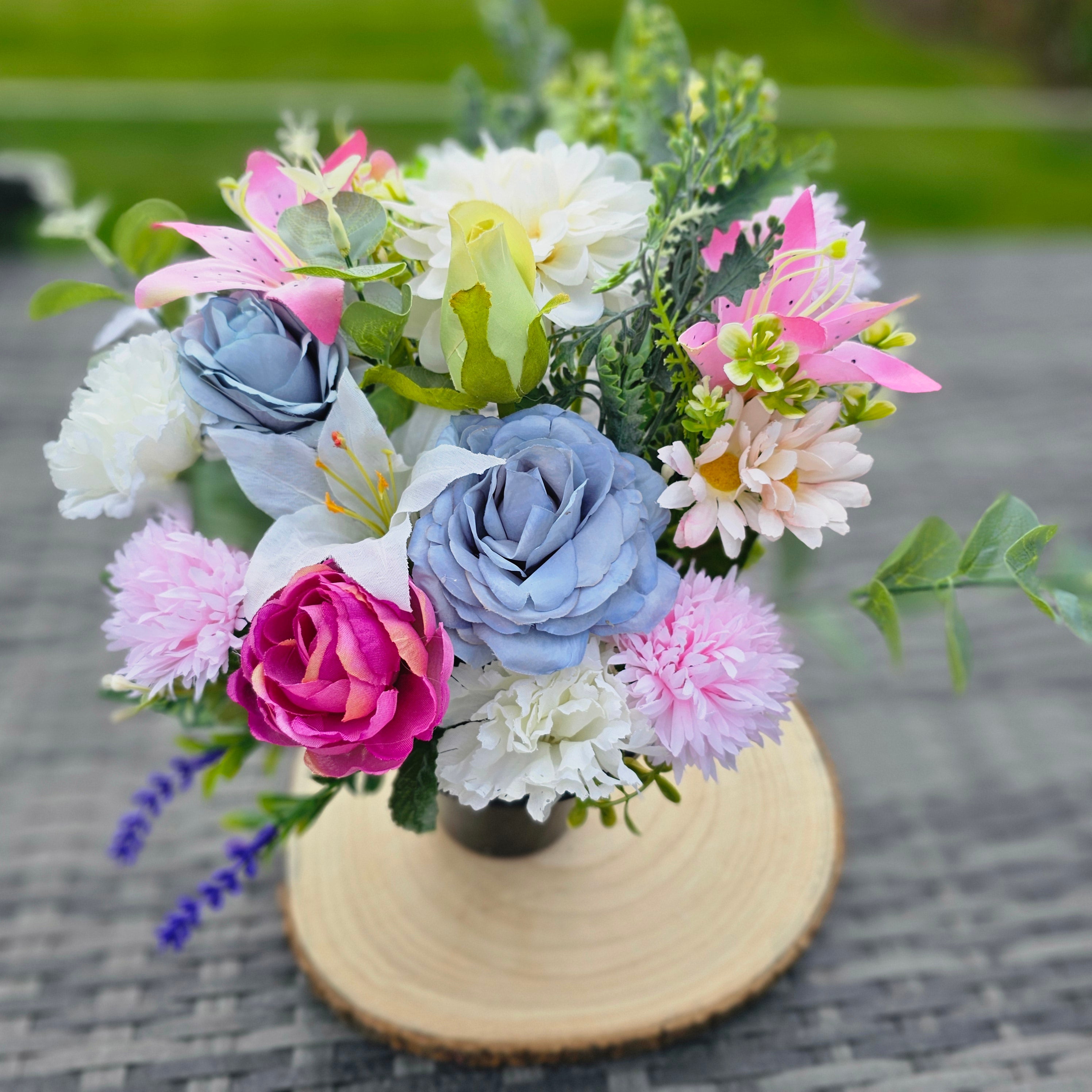Mixed Silk Flower Memorial Grave Pot – Ferry Creations